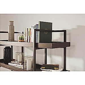 Signature Design by Ashley Starmore Urban Industrial 76" Bookcase with 5 Fixed Shelves, Brown