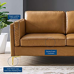 Modway Kaiya Upholstered Vegan Leather Sofa, Tan