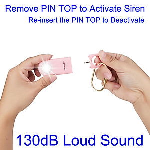 130dB Keychain Siren Strobe Light. Loud Sound Personal Safety Alarm with Carabiner. SOS Emergency Alerts for Women, Girls, School Children, Night Runners, Hiking. Bear Alarm Deterrent.Pink