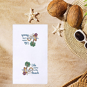 Summer Beach Kitchen Dish Towels, 18 x 28 Inch Life is Better at The Beach Summer Tea Towels for Cooking Baking Set of 2