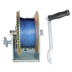 findmall Heavy Duty Hand Winch 3500lbs Hand Crank Strap Gear with 10m (32ft) Strap Manual Operated Two-Way Ratchet ATV Boat Trailer Marine