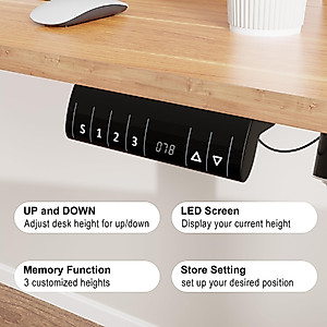 Walsunny Electric Height Adjustable Standing Desk, 55 x 24 Inches Splice Board, Sit Stand Up Computer Table, Computer Workstations for Home Office, White Frame/Walnut Top