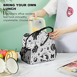 Goth Cat Galaxy Lunch Bag, Lunch Box Portable Insulated Lunch Tote Bag, Thermal Cooler Bag for Women Work Outdoor
