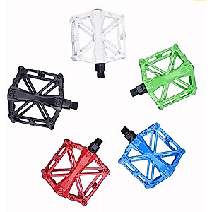 Free-fly Bicycle Pedal - Aluminum Bearing Bike Pedals with 16 Anti-Skid Pins - Lightweight Platform Pedals - Universal 9/16" Bike Pedal for Mountain BMX MTB Road Bike (White)