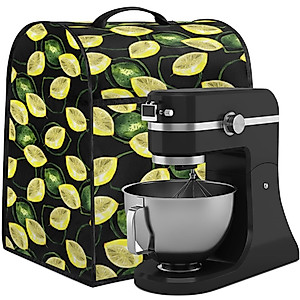 Lemon Slice Appealing Mixer Cover Dustproof Stand Mixer Covers Compatible with 6/7/8 Quart Kitchen Mixer, 4 Pockets for Mixer Accessories