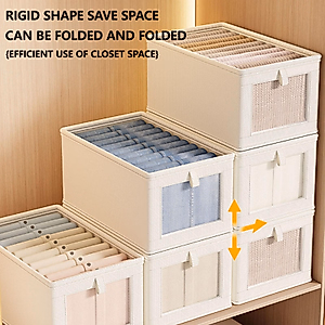 Oxford Cloth Window Visible Clothing Storage Box With Lid Large Fabric Storage Box for Home Storage (Beige)