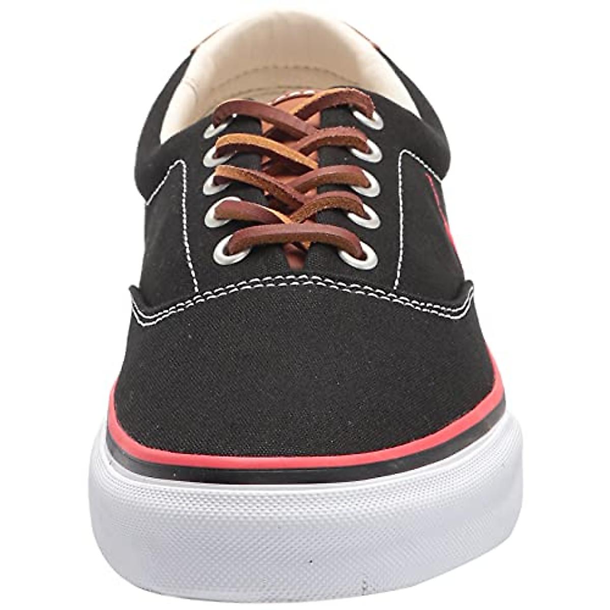 POLO RALPH LAUREN Men's Keaton-Pony Sneaker, Black/RL 2000 RED PP, 13