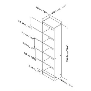 South Shore Axess 5-Shelf Narrow Bookcase-Morgan Cherry