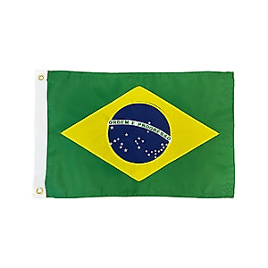 Homissor Brazilian Flag 12x18 Inch Embroidered Brazil National Flags Sewn Stripes Heavy Duty Outdoor with Brass Grommets