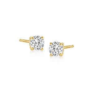 Ross-Simons 14kt Yellow Gold Round Diamond Stud Earrings I-J Color / I2-I3 Clarity