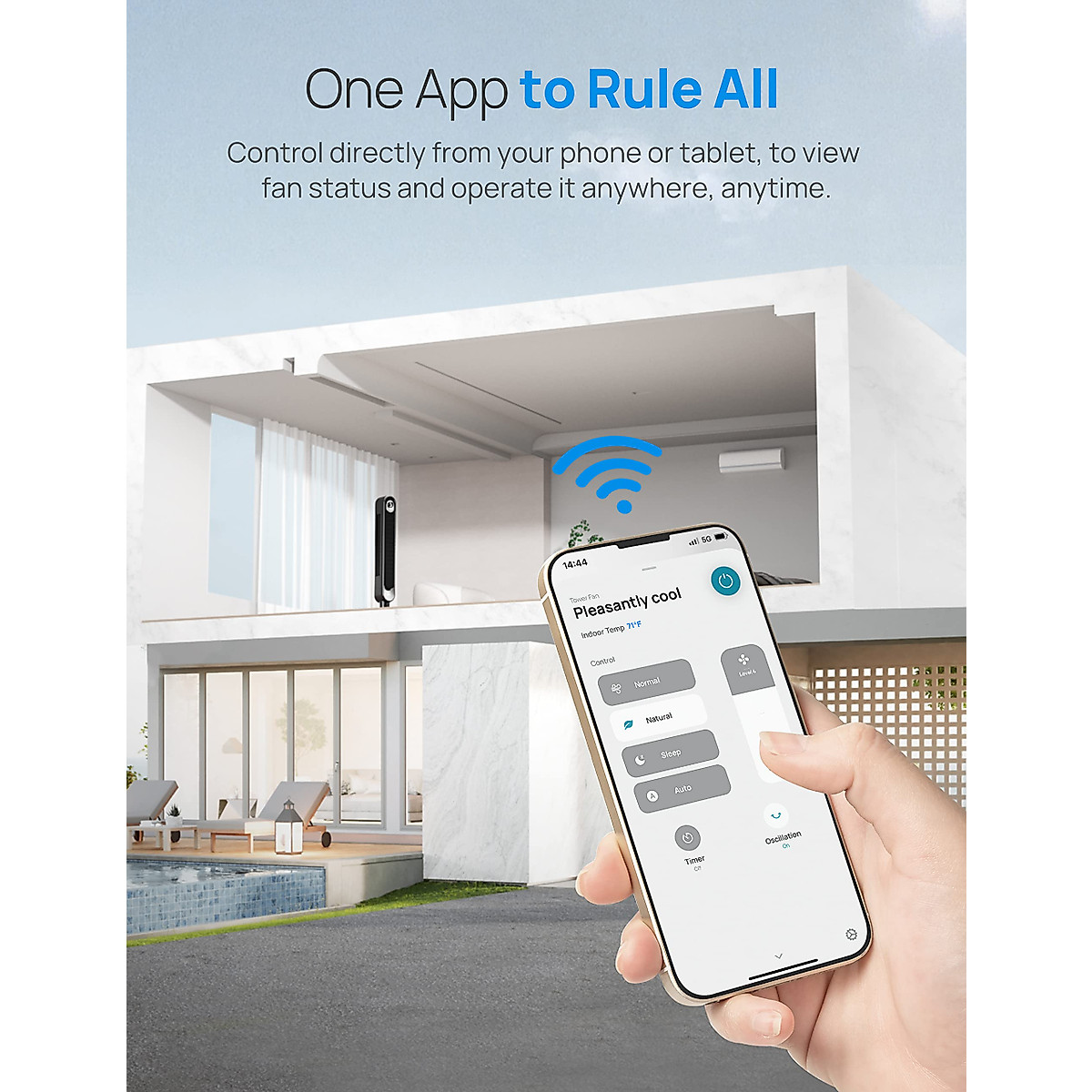 Dreo Smart Tower Fan WiFi Voice Control, Works with Alexa/Google, Cruiser Pro T1S Floor Standing Bladeless Oscillating Fan with Remote, 6 Speeds, 4 Modes, 12H Timer, for Indoor Bedroom Home Office