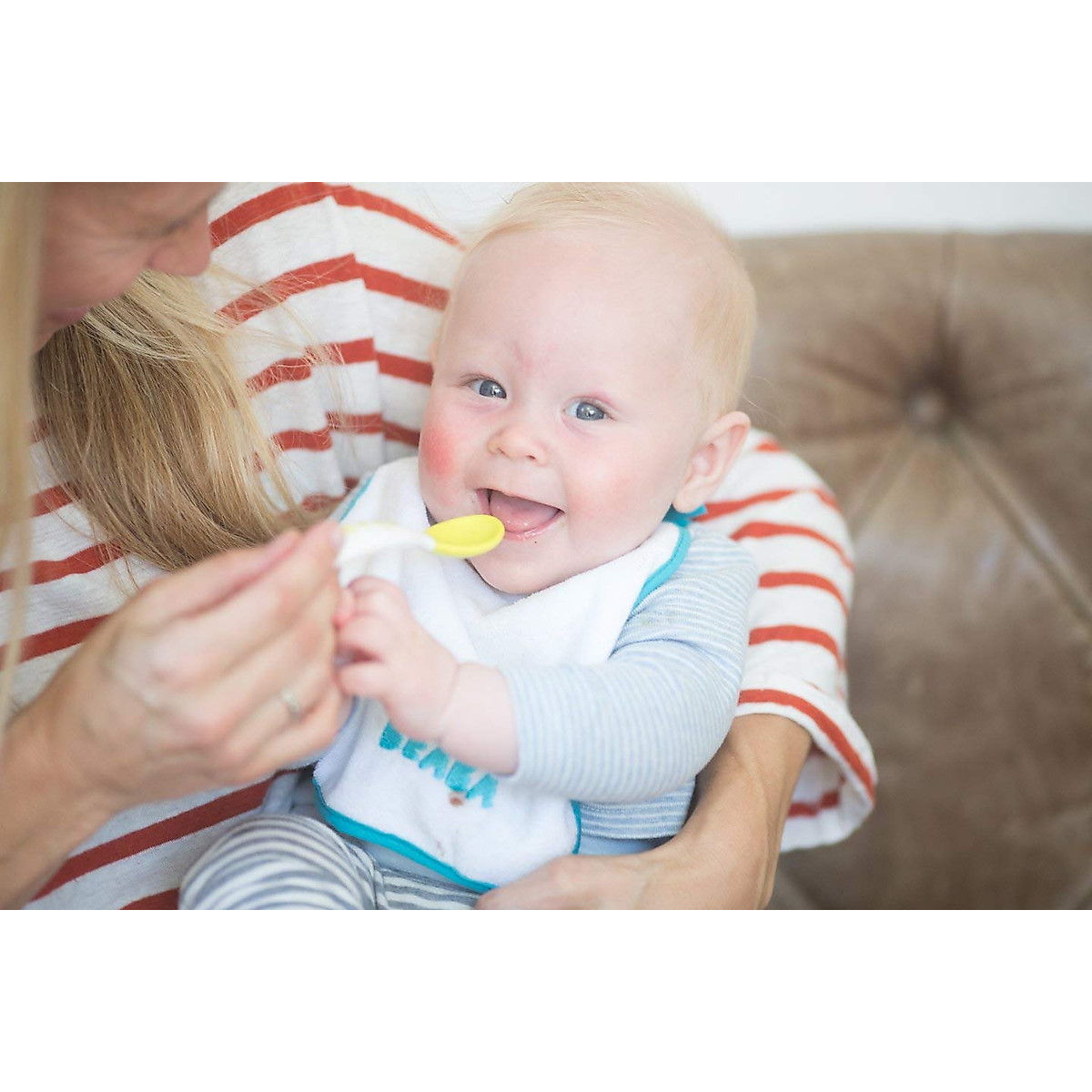BEABA Toddler Self Feeding Cutlery and Silicone 4-Piece Meal Set - Soft, Unbreakable, Non-Slip Suction Bottom