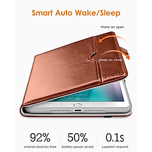 DTTO for iPad 9.7 Inch 5th/6th Generation 2018/2017 Case with Apple Pencil Holder, Premium Leather Folio Stand Cover Case for Apple iPad 9.7 inch, Also Fit iPad Pro 9.7/Air 2/Air - Brown