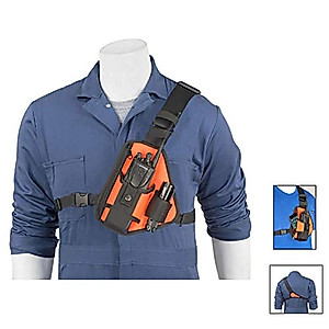 HOLSTERGUY RCH-101ORU (Orange) Radio Chest Harness Shoulder Radio Holster Chest Pack Adjustable Single Radio Pouch Two-Way Radio Holster for Motorola Radios and Walkie Talkies RCH-101ORU Made in USA