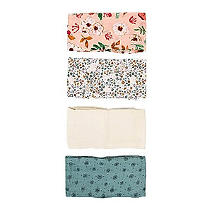 Little Unicorn Cotton Muslin Squares 4 Pack | Nursing, Burping, Feeding, Wiping, Spills | Super Soft and Lightweight Blanket for Baby Boys and Girls | 27.5” x 27.5” | Vintage Floral Set
