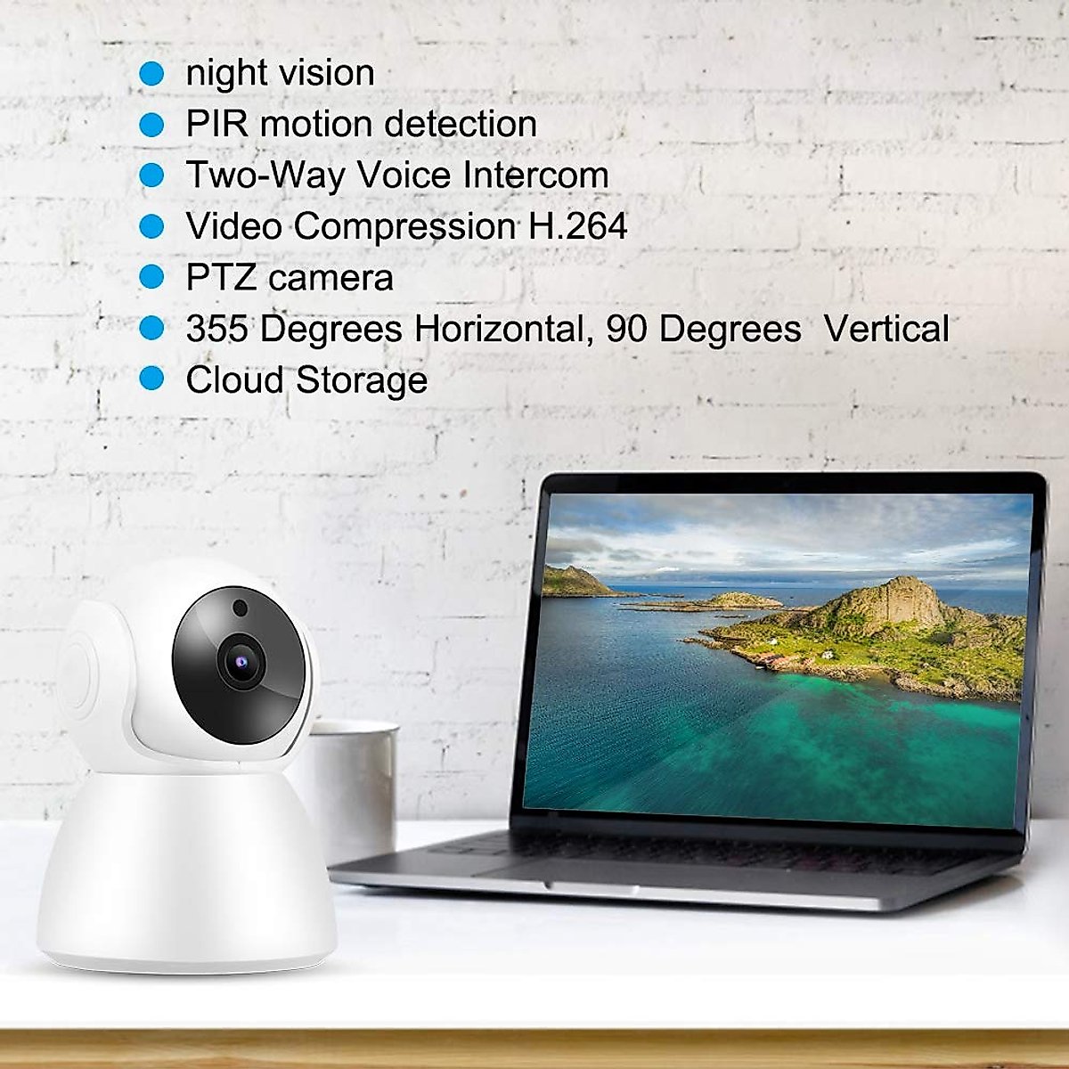Tosuny WiFi IP Babycam 1080P Video Baby Monitor Wireless 2-Way Intercom Baby Care Monitor Indoor PTZ Home Security Camera, Support PIR Motion Detection/Loop Recording (US)