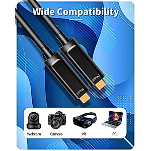 DWLCWY Fiber Optic USB C to USB C Cable(50ft),High Speed 10Gbps USB 3.2 Gen2 Active Optical Cable for VR, Webcam, Laptop,Camera,Projector etc