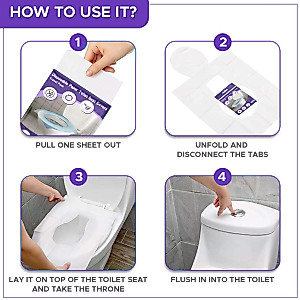 Disposable Toilet Seat Covers Travel Pack-Virgin Disposable, Flushable, Toilet Seat Covers for Kids, Toddlers, and Adults for Use During Travel, Potty Training. (50 Count)