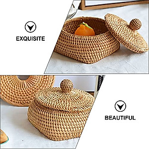 Cabilock Tv Simple Baskets Rattan Basket Holder Cosmetic Vegetable Makeup Lid Shelf Water Shoes Brown Clo Snack for Cube Rustic Hand Serving Organizing Toys Organizer Rectangular Clothes