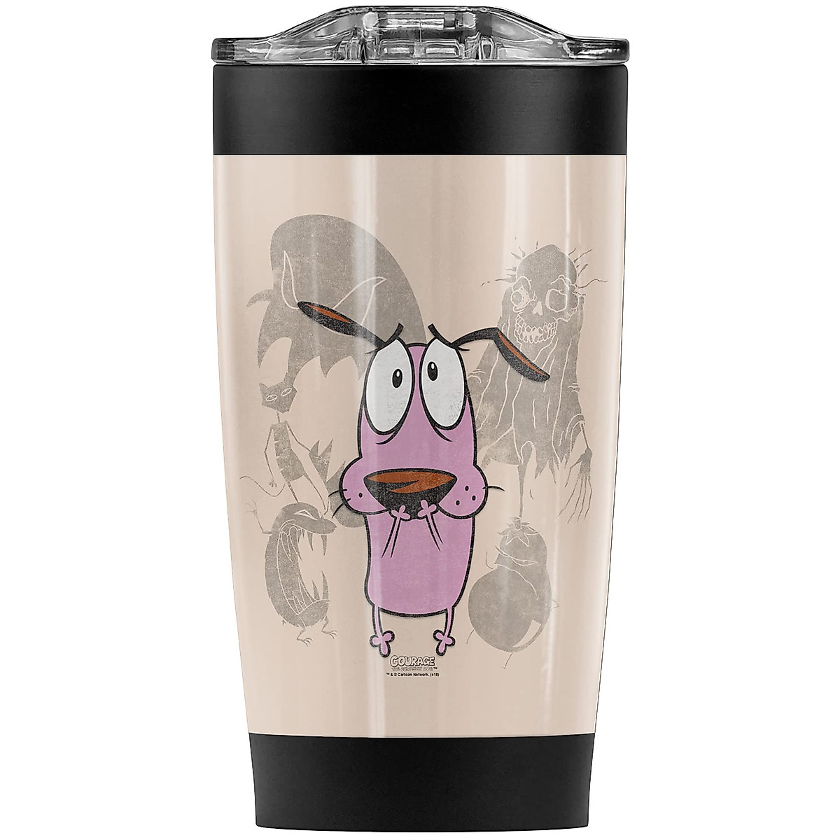 Logovision Courage the Cowardly Dog Monsters Stainless Steel Tumbler 20 oz Coffee Travel Mug/Cup, Vacuum Insulated & Double Wall with Leakproof Sliding Lid | Great for Hot Drinks and Cold Beverages
