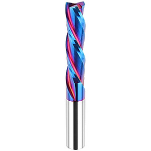 EANOSIC Downcut Spiral Router Bit Extra Long (4 inch) with 1/2 Inch Shank, 1/2 Inch Cutting Diameter Solid Carbide CNC End Mill Bits for Wood Carving, Plunge Cut (3-Flute)