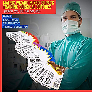 Sterile Mixed Sutures Thread with Needle Plus Training Tools - Military First Aid Emergency Survival Drill; Camping Travel Preparedness; Military Trauma Kit; Vet Student's Use (49PK Mixed Tools)