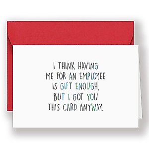 Longkado Funny Boss Birthday Card, Humor Joking Boss’s Day Card for Your Leader, Having Me for Your Employee