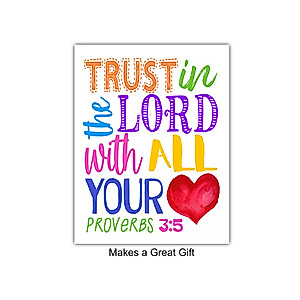 Jesus Loves Me - Trust in the Lord With All Your Heart - Child of God Wall Decor - Religious Scripture Wall Decor - Catholic Christian Gifts for Women, Kids, Pastor, Minister - Bible Verse Wall Art