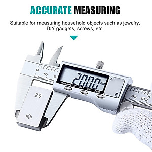 Digital Caliper 6 Inch Stainless Steel Vernier Caliper Digital Electronic Micrometer Caliper Measuring Tool Waterproof Inch/Metric/Fractions Conversion Large LCD Display Auto-Off