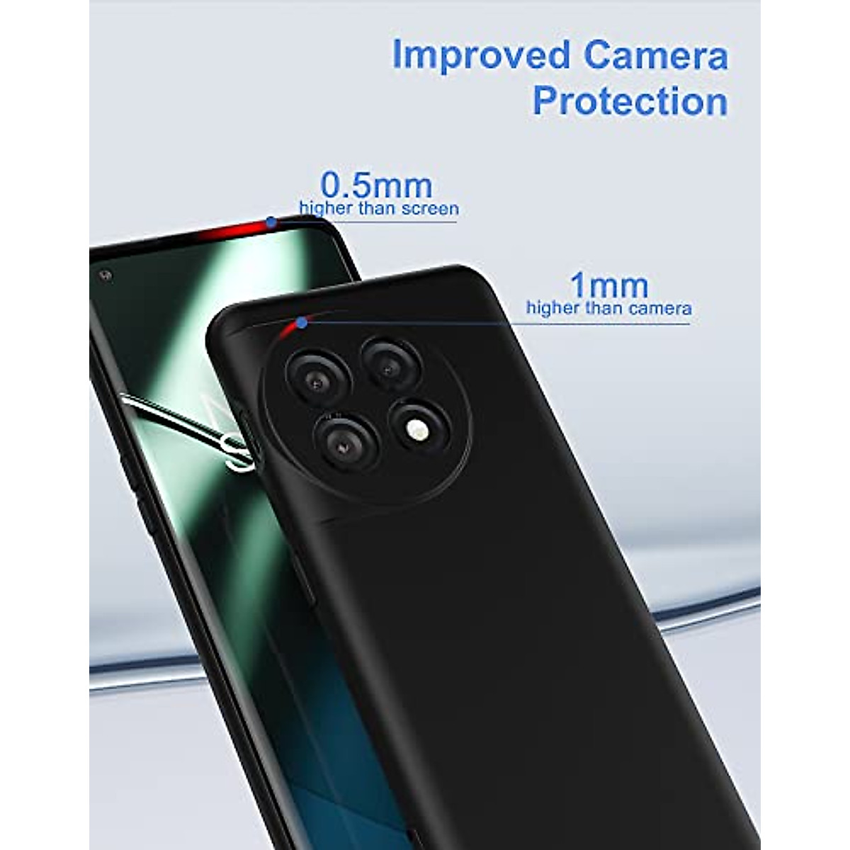 Foluu Silicone Case for OnePlus 11, Liquid Gel Rubber Bumper Case with Soft Microfiber Lining Cushion Slim Hard Shell Shockproof Protective Cover for OnePlus 11 5G 2023 (Black)