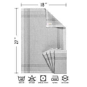 Cosmiaty Kitchen Towels – Dish Towels Suitable for Kitchen Gifts | Set of 5 100% Cotton Tea Towel | Vintage Style Kichen Cloths (Grey, 5)