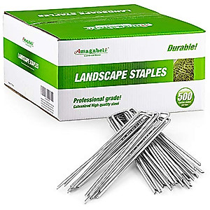 AMAGABELI GARDEN & HOME 6 Inch Garden Stakes Galvanized Landscape Staples 11 Gauge 500 Pack Sod Pins Fence Stakes for Anchoring Weed Barrier Fabric Ground Cover Landscaping Tubing Garden Staples