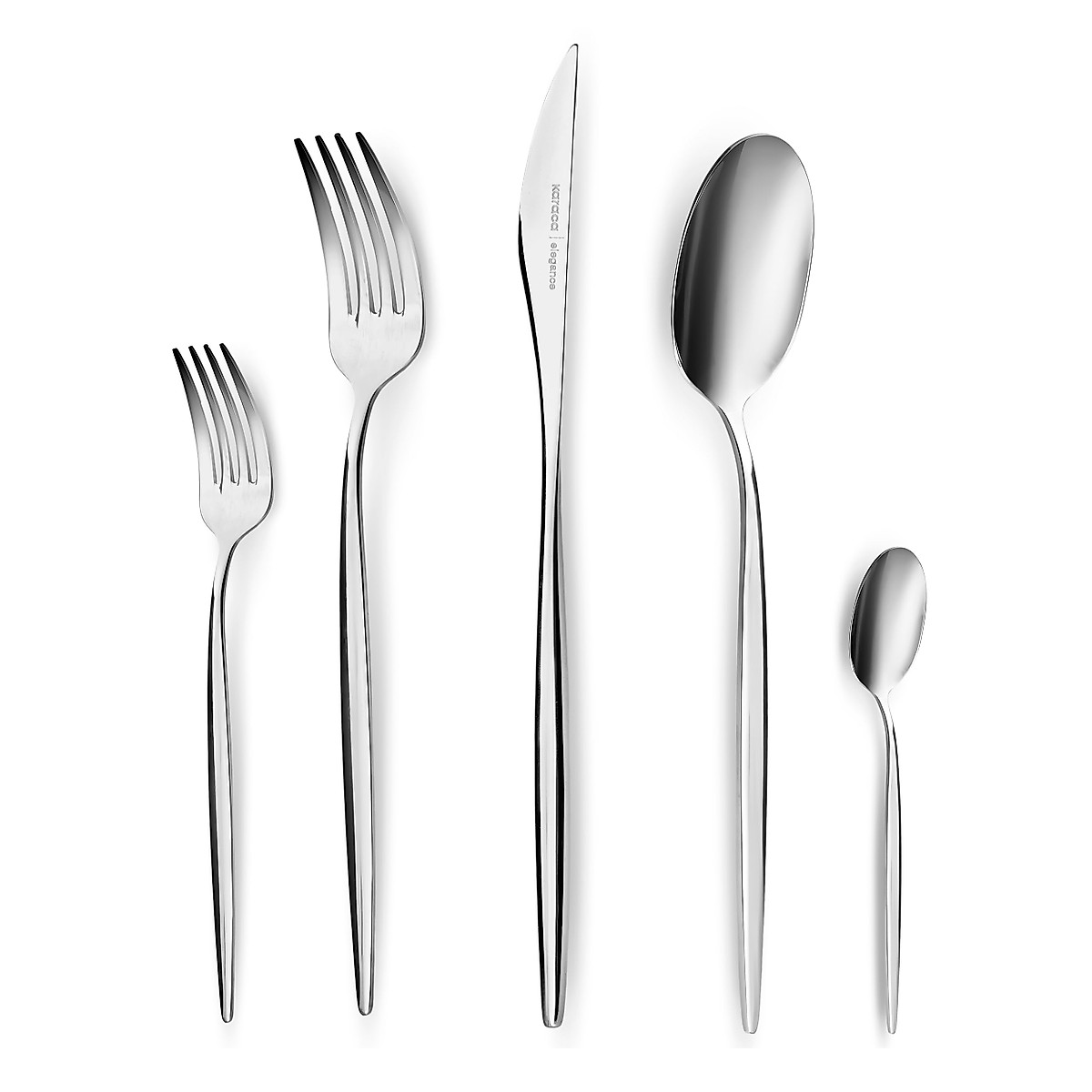 Karaca Lizbon 60-Piece Cutlery Set for 12 People -18/10 Stainless Steel, Dinnerware Tableware Silverware Service, includes Forks, Spoons, knives, forks, Teaspoons, Mirror Polished, Dishwasher Safe