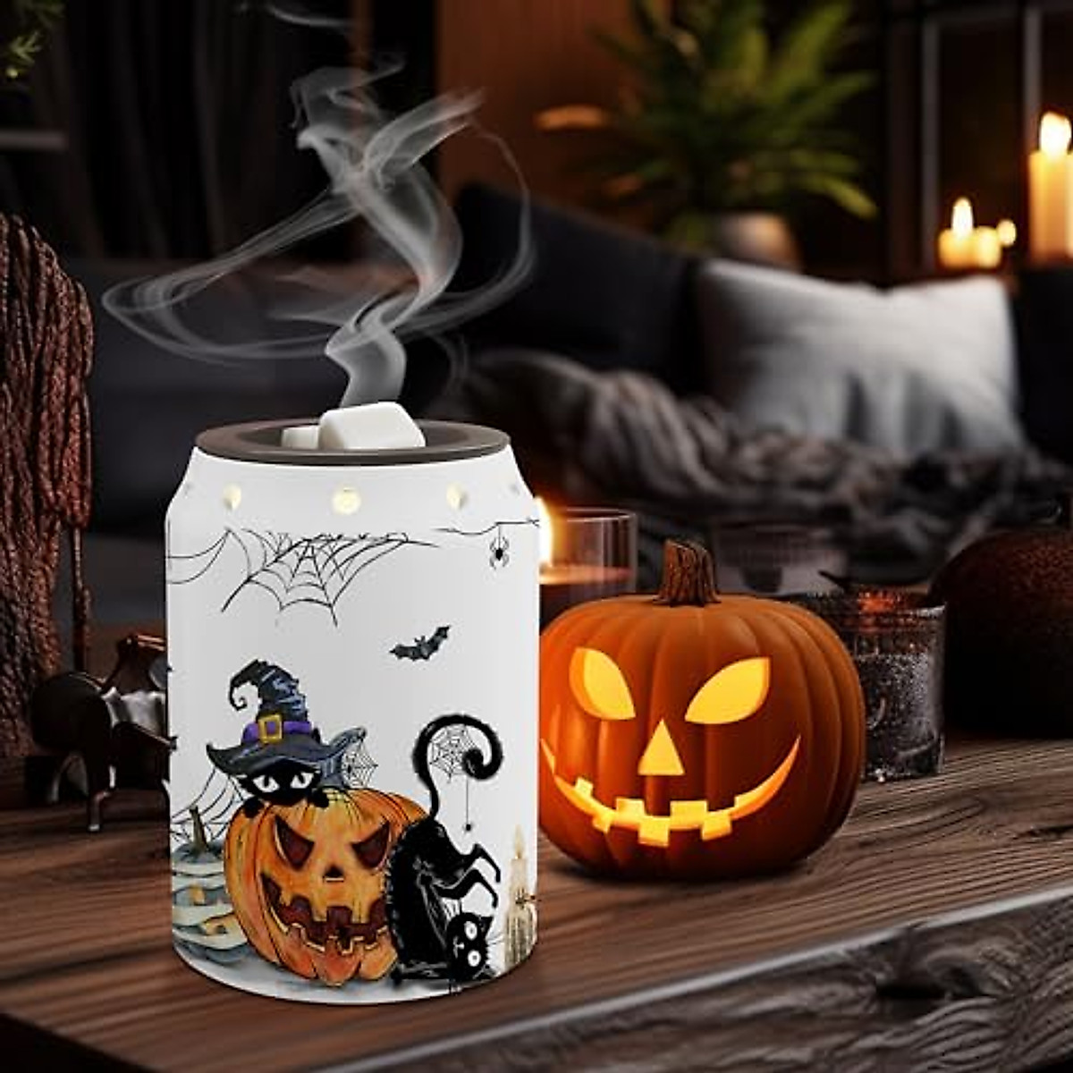 Bonsai Tree Halloween Wax Melt Warmer-Halloween Decor Black Cat Ceramic Wax Melt Warmer for Oil Candle-Farmhouse for Living Room Kitchen Bathroom Home