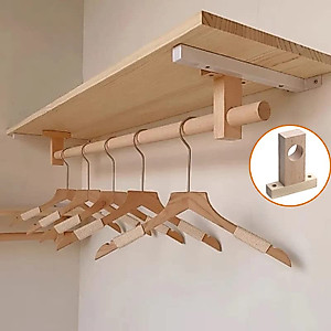 Coshar Wood Rod Holder, Ceiling Mount Closet Pole Socket Pipe Bracket Holder with Screws, 4 Pack, Fit 1.2inch/30mm Diameter Pole