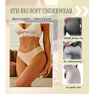 Sth Big Cheeky Underwear for Women Lace No Show Bikini Soft Breathe Seamless Panties Ladies Sexy Hipster Set 6 Pack