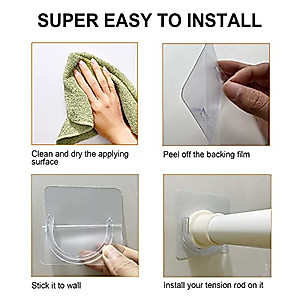 Venupple Shower Rod Holder, 2 Packs Tension Curtain Rod Bracket No Drilling, Adhesive Shower Rod Retainer Shower Curtain Rod Holder | Shower Curtain Rod not Included