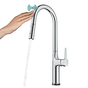 KRAUS Oletto Tall Modern Single-Handle Touch Kitchen Sink Faucet with Pull Down Sprayer in Chrome, KTF-3101CH