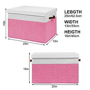 Large Toy Box Chest Storage Bins for Girls, Toys Organizers Storage Boxes Basket with Sturdy Handles for Nursery, Playroom, Closet, Bedroom
