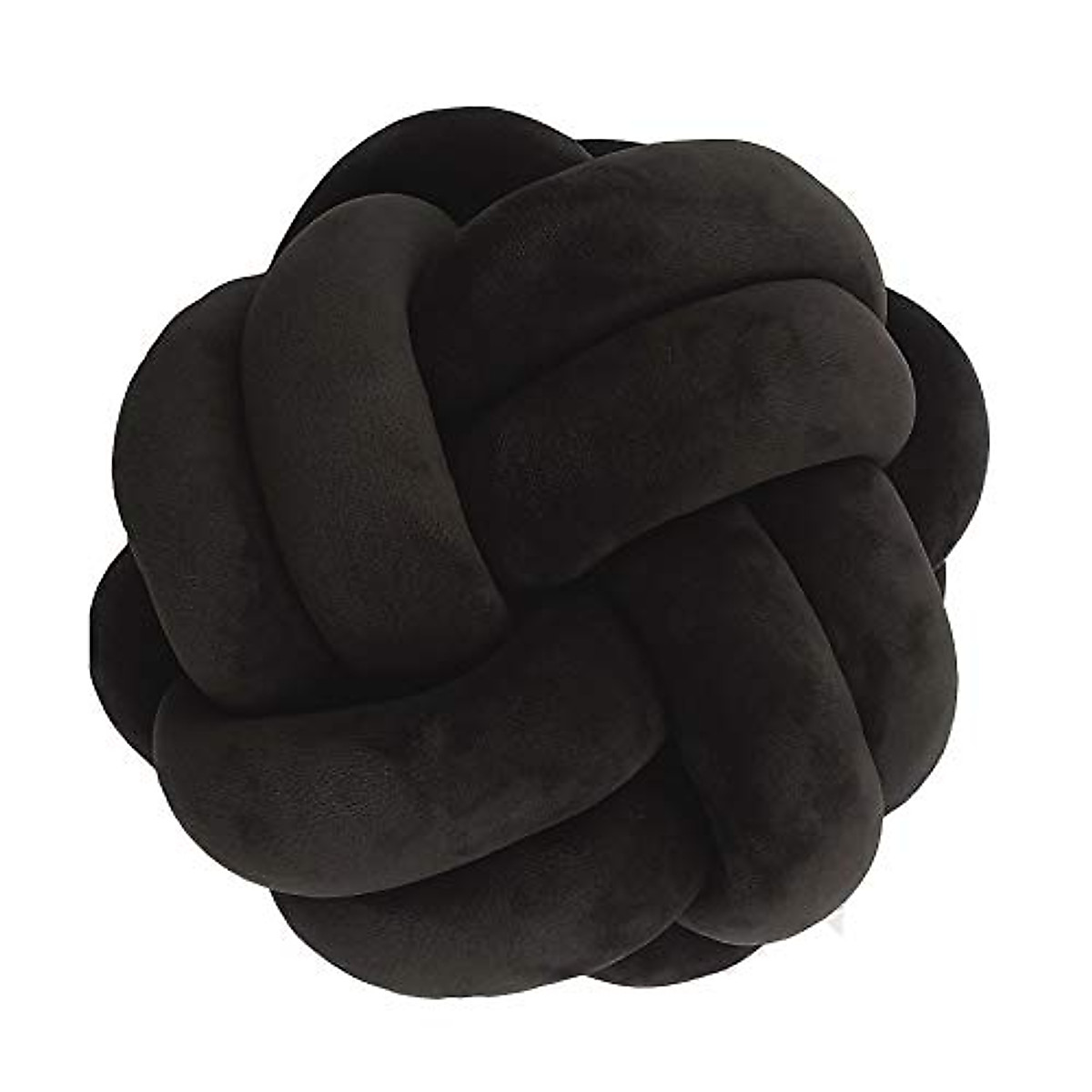 Cyprinus Carpio Elastic Vevet 2 Strands Handmade Weave safa Pillow Knot Pillow Ball,Floor Cushion Household Throw Pillow Decoration 10.6 Inch(Black