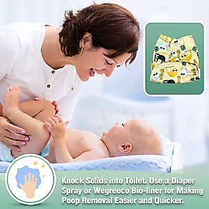 wegreeco Cloth Diapers 6 Pack with 6 Inserts & 1 Wet Bag, Washable Cloth Diapers for Babies, One Size Adjustable Reusable Diapers Baby (Animal World)