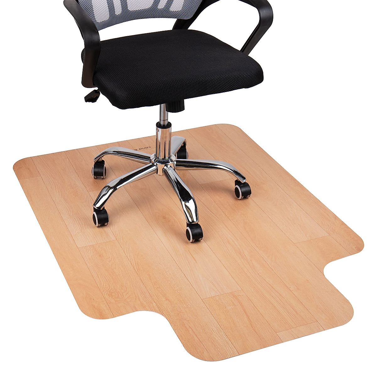 Mind Reader Office Chair Mat for Hardwood Floors, Under Desk Floor Protector, Rolling, PVC, 47.5 x 35.5, Woodtone