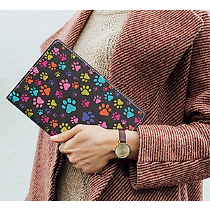 FQTBCEARI Case for All-New Amazon Fire HD 10/Fire HD 10 Plus Tablet (11th Generation, 2021 Release), Slim PU Leather Cover with Card Slot & Pencil Holder, Colorful Dog Paw Print