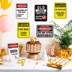 WERNNSAI 50th Birthday Party Decorations - 9PCS Wall Signs for Adults 50 Years Old Party Decor 50 Zone Table Centerpieces Yellow Caution Logos on Door Windows Yard Garden Banner Party Supplies