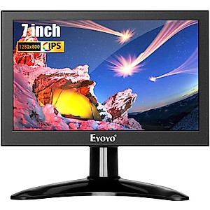 Eyoyo 7 Inch Small Monitor, Mini Hdmi Monitor IPS Display Screen Support HDMI VGA AV BNC Inputs, Secondary Monitor for PC/Computer/Raspi/Laptop/Security Camera/CCTV/PS4