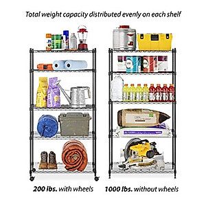Whitmor Supreme 5-Tier Cart holds up to 1,000 lbs. Black