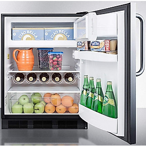 Summit Appliance CT663BKCSSADA ADA Compliant Built-in Undercounter Refrigerator-Freezer for Residential Use, Cycle Defrost w/Deluxe Interior, Stainless Steel Exterior, and Towel Bar Handle