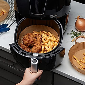 [125 Count] 7.9 Inch Disposable Round Air Fryer Liners, Non-Stick Parchment Paper Liners, Waterproof, Oil Resistance - Kraft