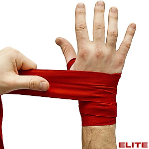 Meister Elite 180" Premium Adult Hand Wraps for MMA & Boxing - 2 Pair Pack w/Mesh Bag - Black/Blood Red