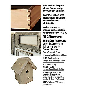 Zona 35-380 Thick Dovetail Saw, 18 TPI, 020-Inch Kerf, Blade Length 8-Inch, Cut Depth 1-3/4-Inch